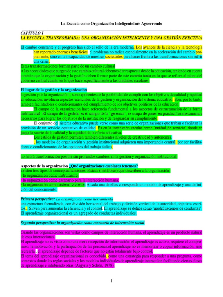 Inés Aguerrondo - LA ESCUELA TRANSFORMADA: UNA ORGANIZACIÓN INTELIGENTE ...