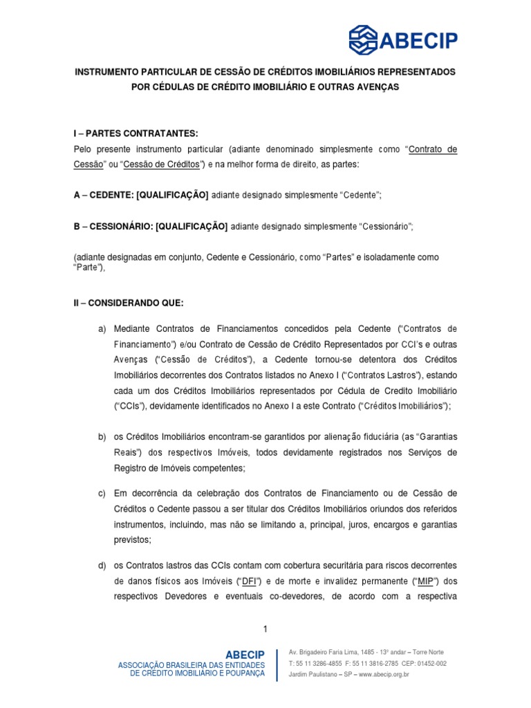 Contrato Cessao De Credito Sem Coobrigacao Aprovado Pdf Download