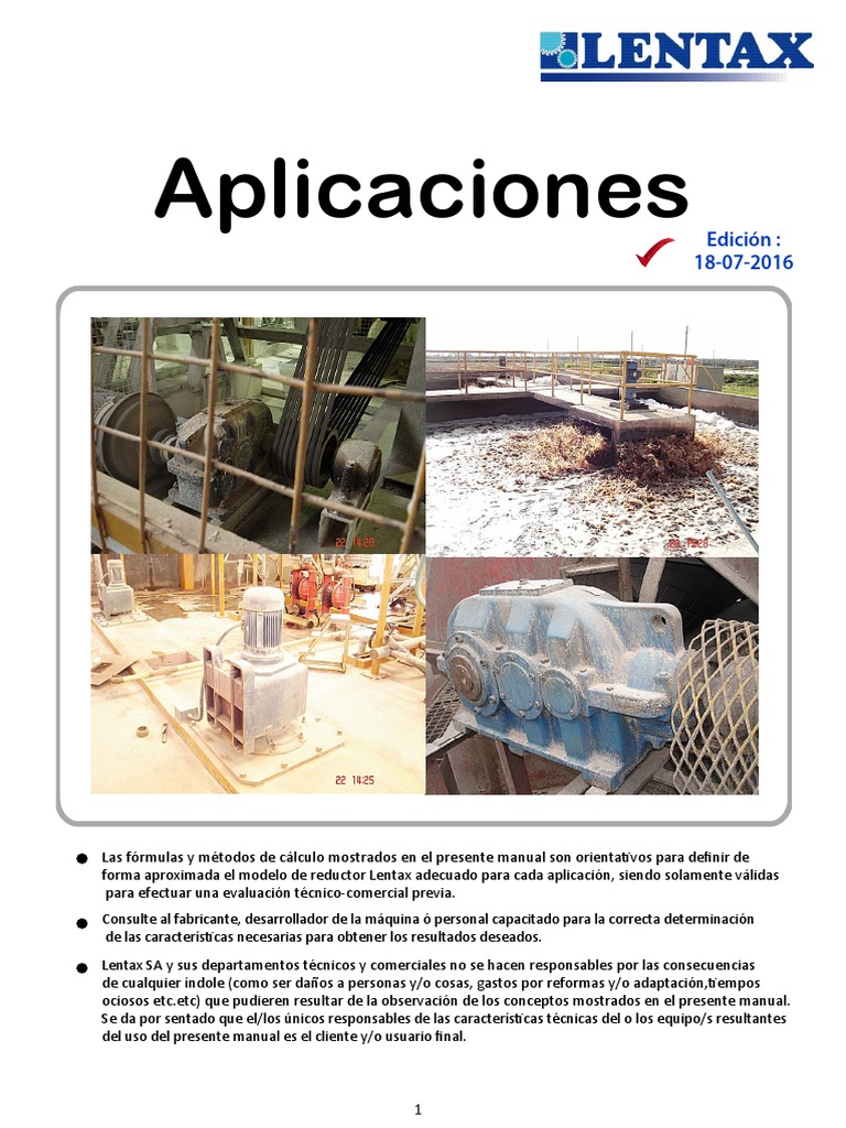 Manual de Cálculo de Reductores Lentax | PDF | Vatio | Fuerza