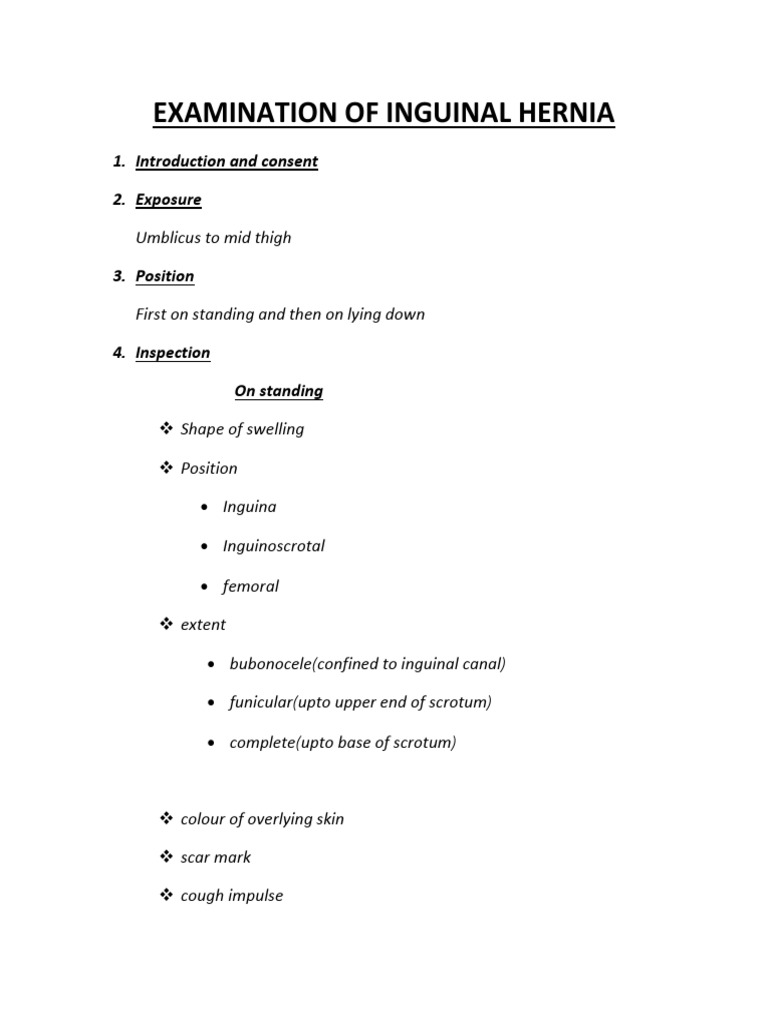 Examination of Inguinal Hernia