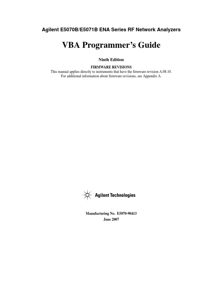 VBA Programmers Guide E5070-90413 PDF | PDF | Visual Basic For Applications | Proprietary Software