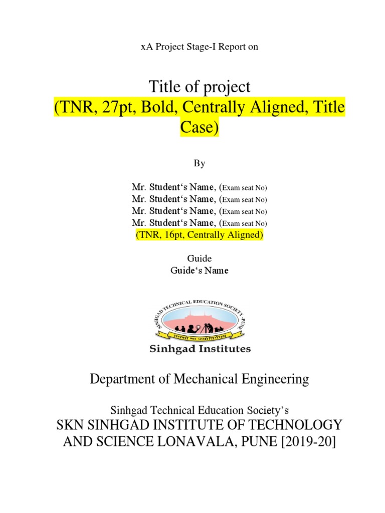 Project Stage-I Report Guidelines | PDF | Paragraph | Hvac
