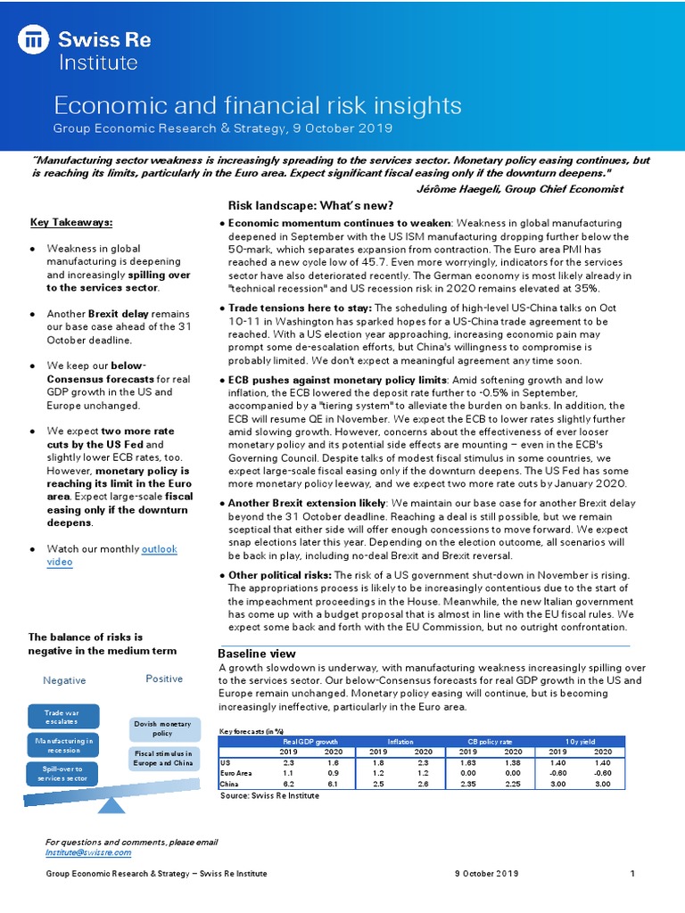 Economic and Financial Risk Insights October 2019 | PDF | Recession ...