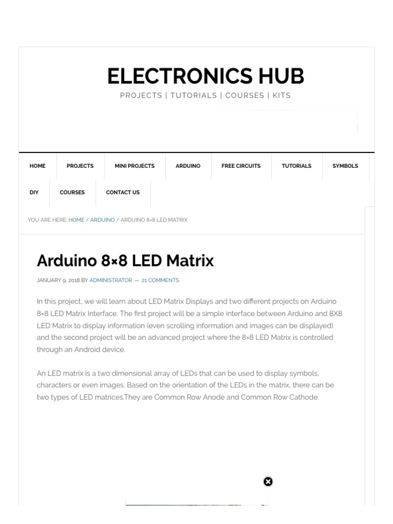 Arduino 8x8 LED Matrix Interface - MAX7219 IC | PDF | Matrix ...