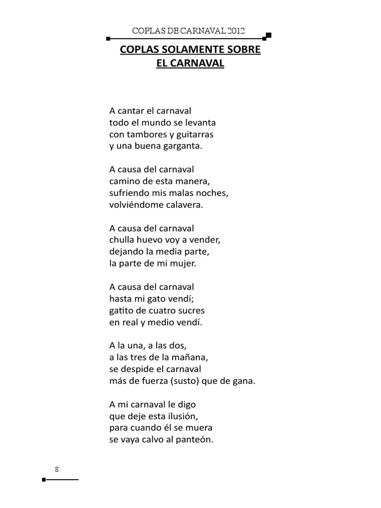 Coplas Del Carnaval PDF | PDF | Carnaval | Naturaleza