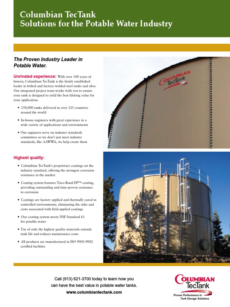 Columbian TecTank Potable Water Industry Datasheet | PDF | Tanks ...
