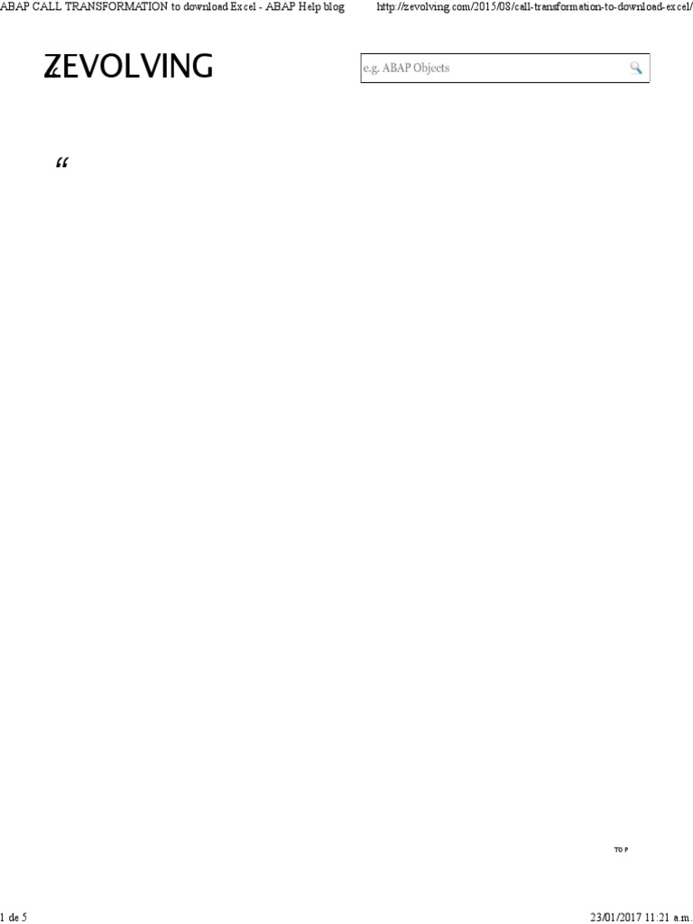 Abap Call Transformation To Download Excel | PDF | Microsoft Excel ...