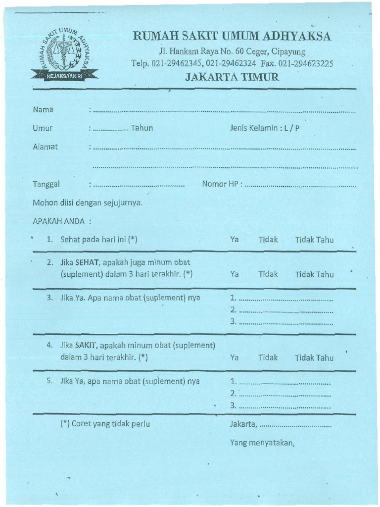 Formulir Skrining Tes Narkoba | PDF