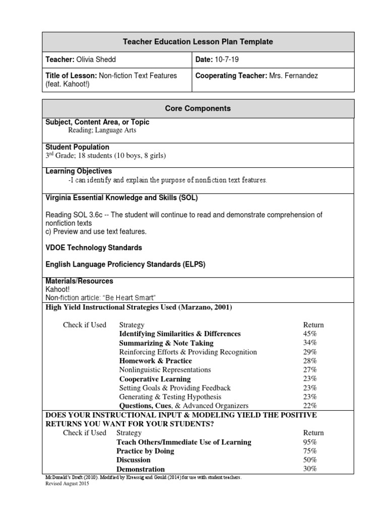 3rd Grade Shared Reading - Non-Fiction Book Features | PDF | Behavior ...