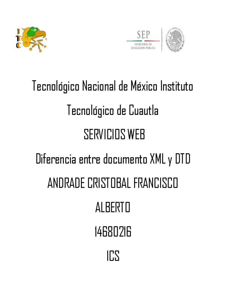 Diferencia Entre Documento XML y DTD | PDF | Xml | Consorcio Mundial de ...