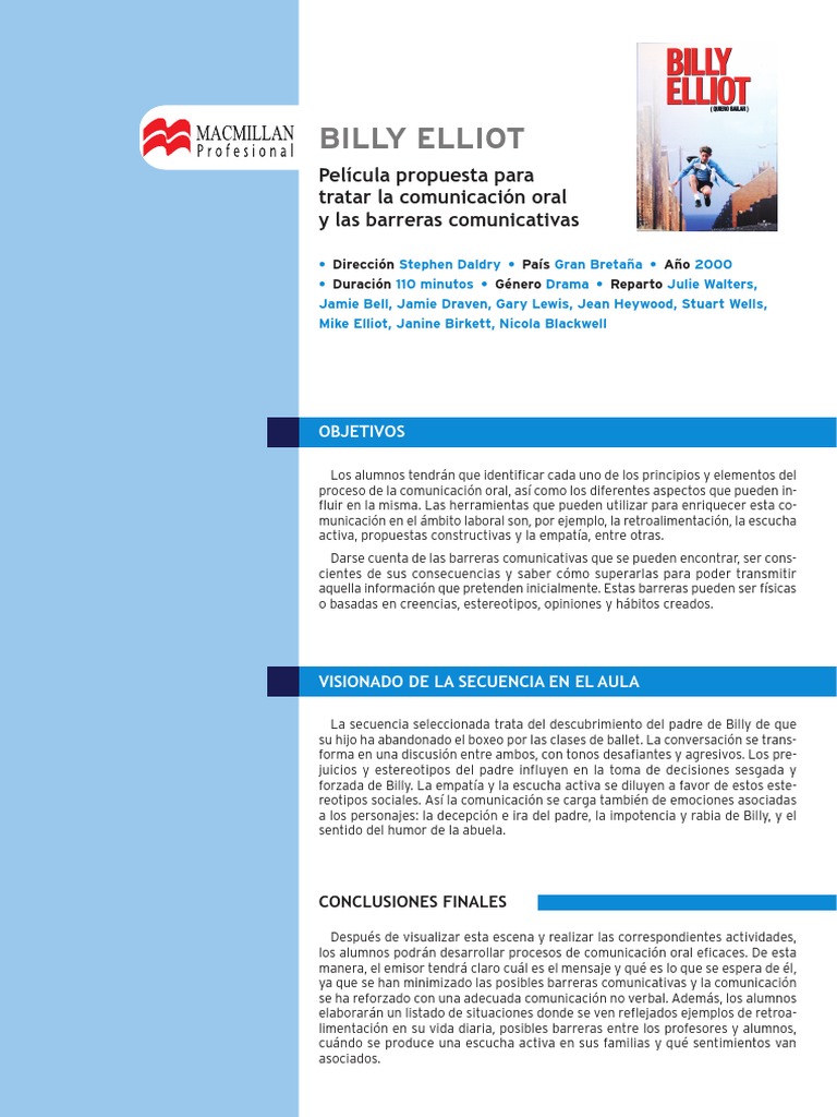 05 Ficha Billy Eliot | PDF | Bailes | Comunicación