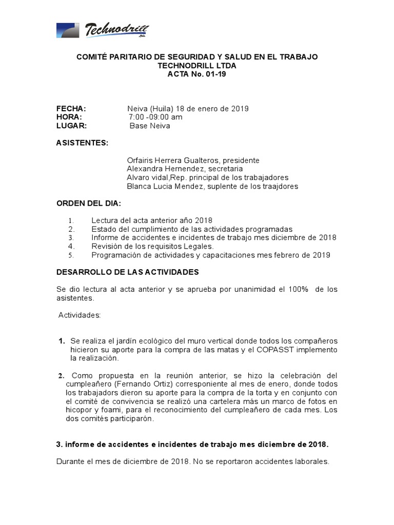 Acta de Reunión de Copasst | PDF | Gobierno