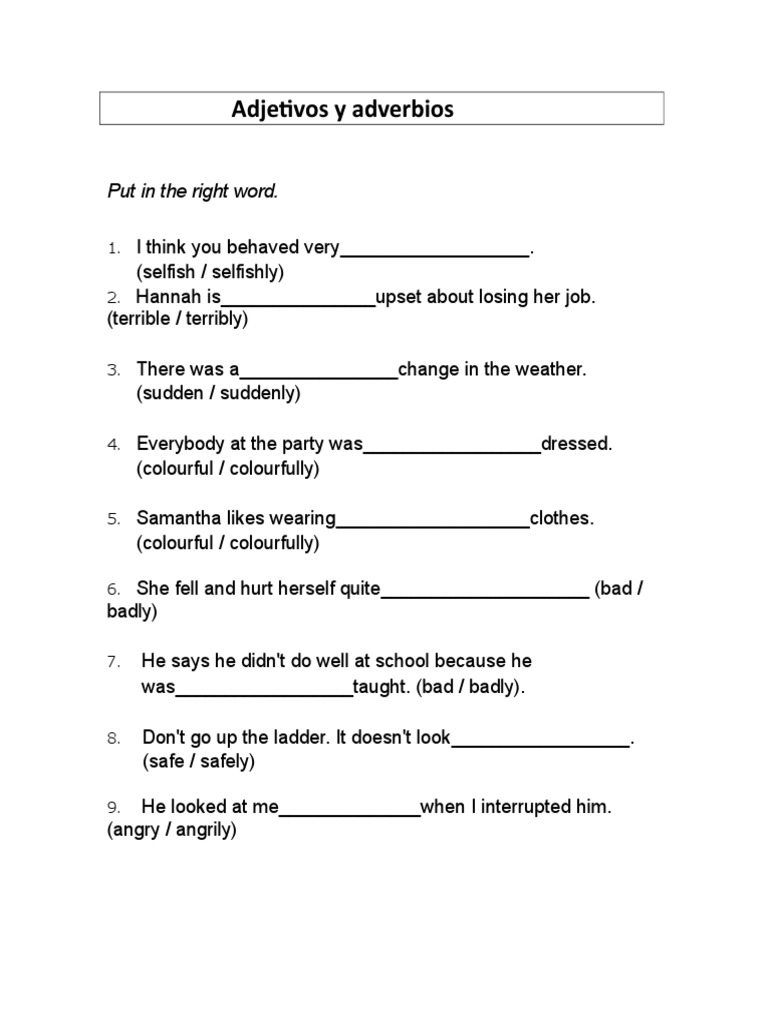 Adjetivos y Adverbios | PDF