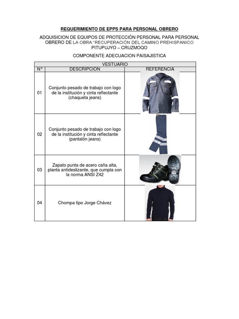 Requerimiento de Epps para Personal Obrero | PDF