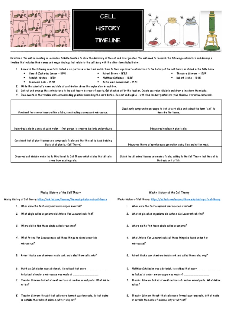 Cell Theory Timeline Cut-Outs Wacky History Review | PDF | Biology ...