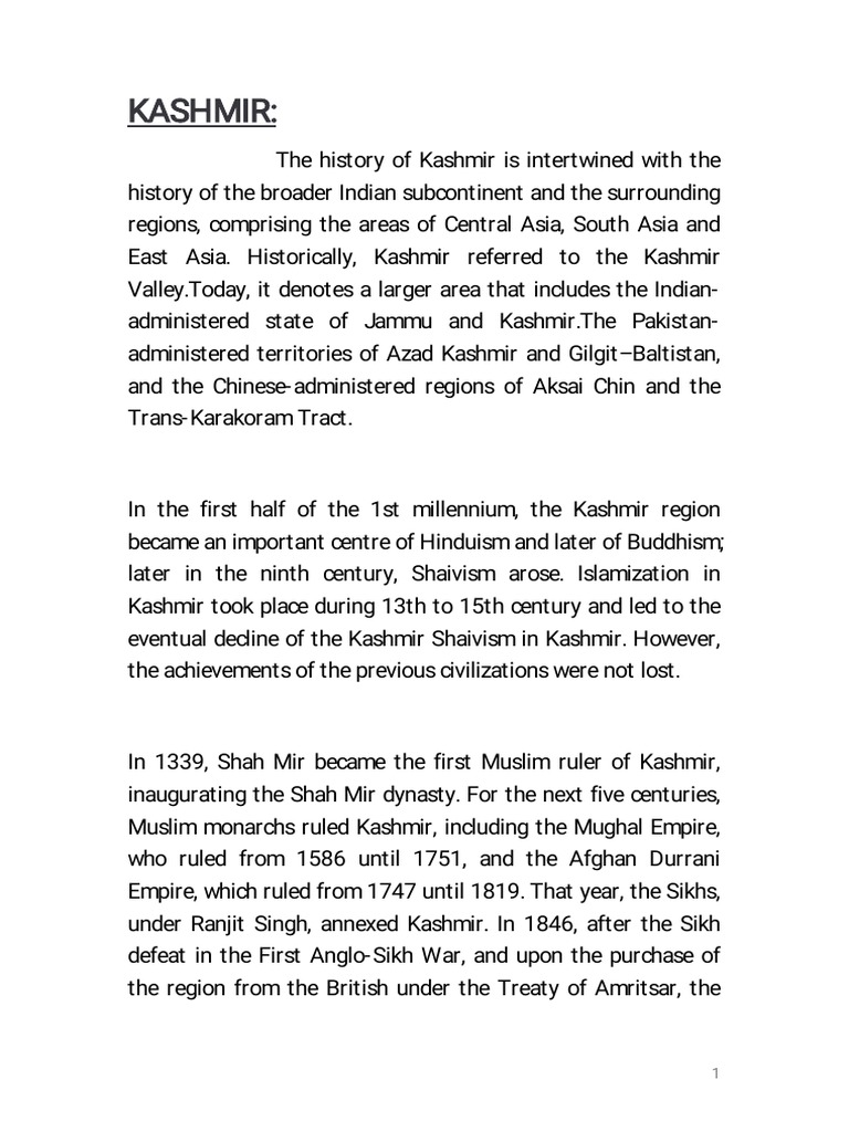 Kashmir Assignment | PDF