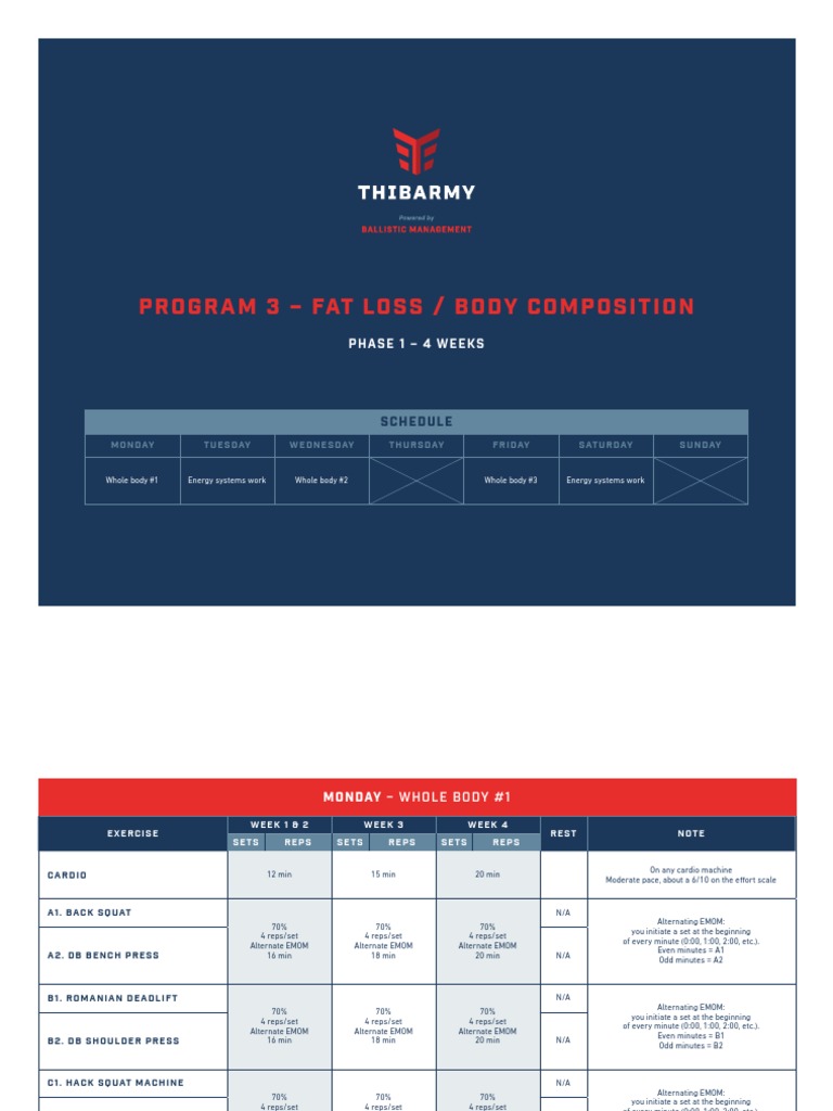 Thibarmy Program Fat Loss | PDF | Aerobic Exercise | Sports Equipment