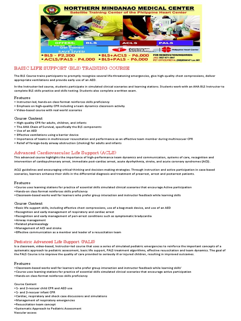 Basic Life Support (BLS) Training Course: Features | PDF ...