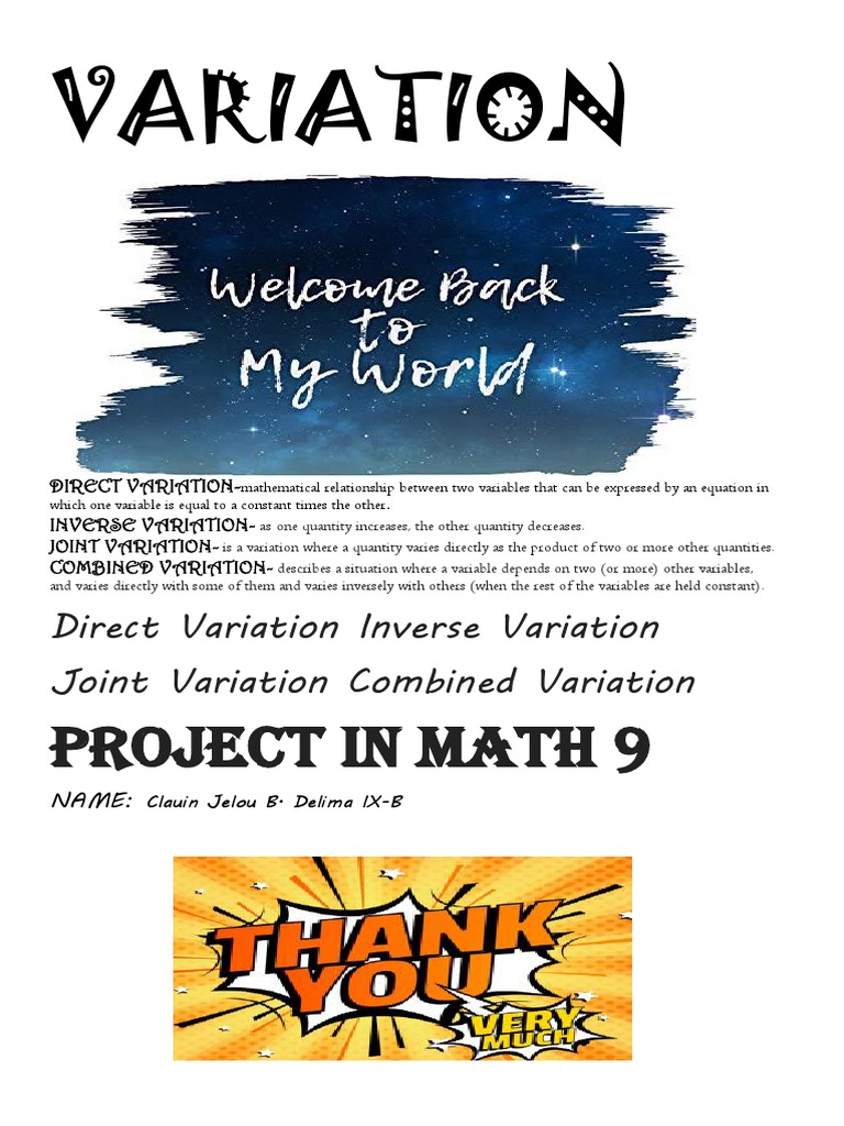 Variation: Project in Math 9 | PDF