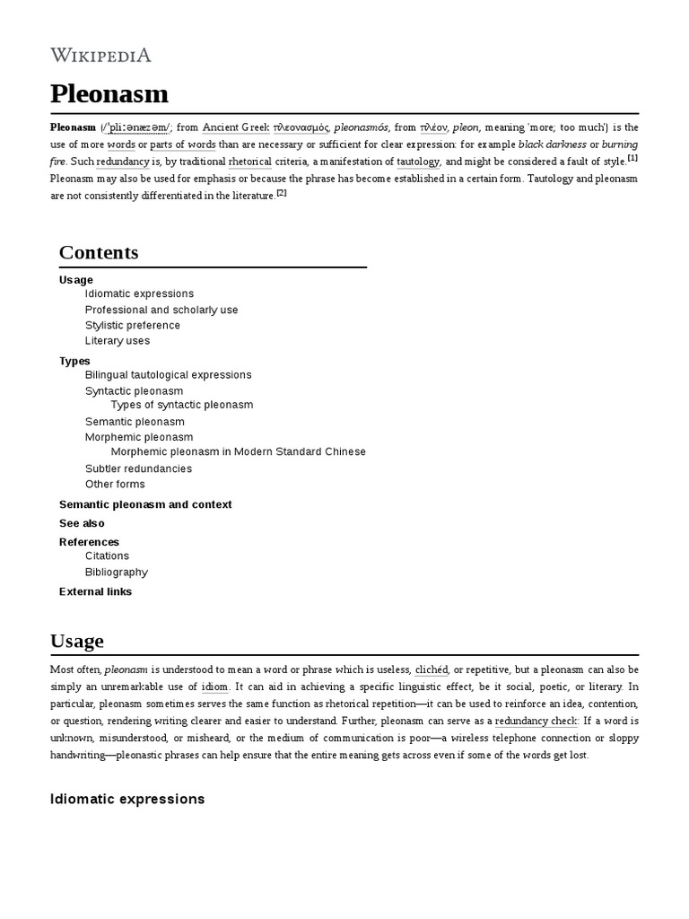 Pleonasm | PDF | Human Communication | Communication