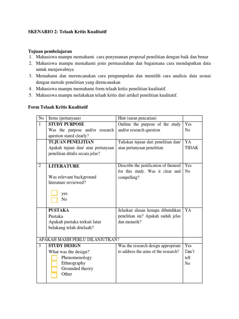 Telaah Kritis Kualitatif | PDF