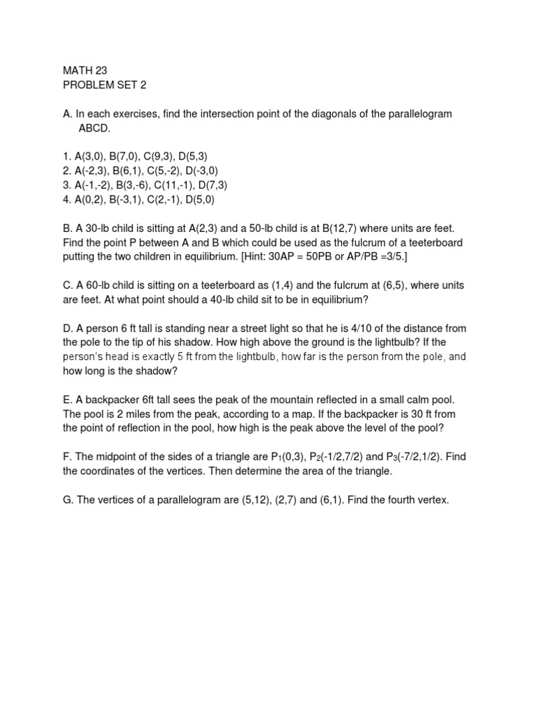 Probset2 Math23 | PDF | Teaching Methods & Materials