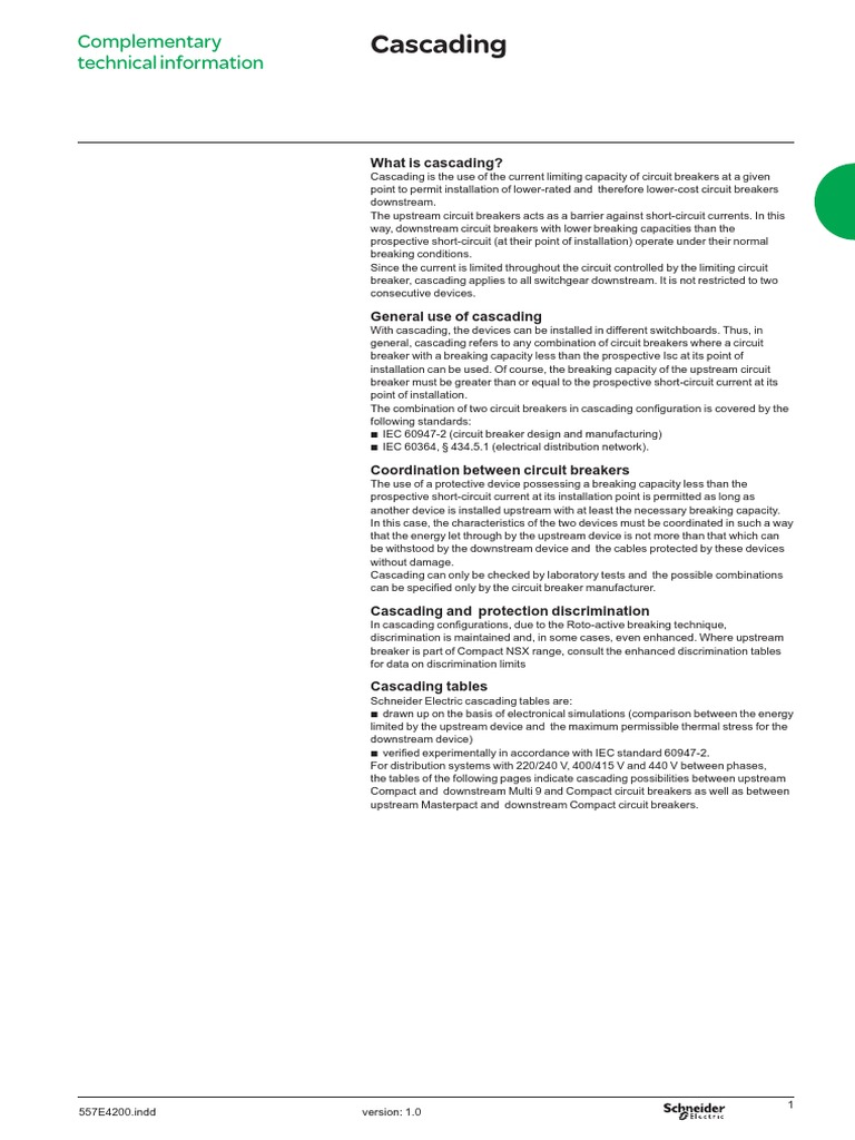 Cascading PDF | PDF | Electrical Equipment | Power Engineering