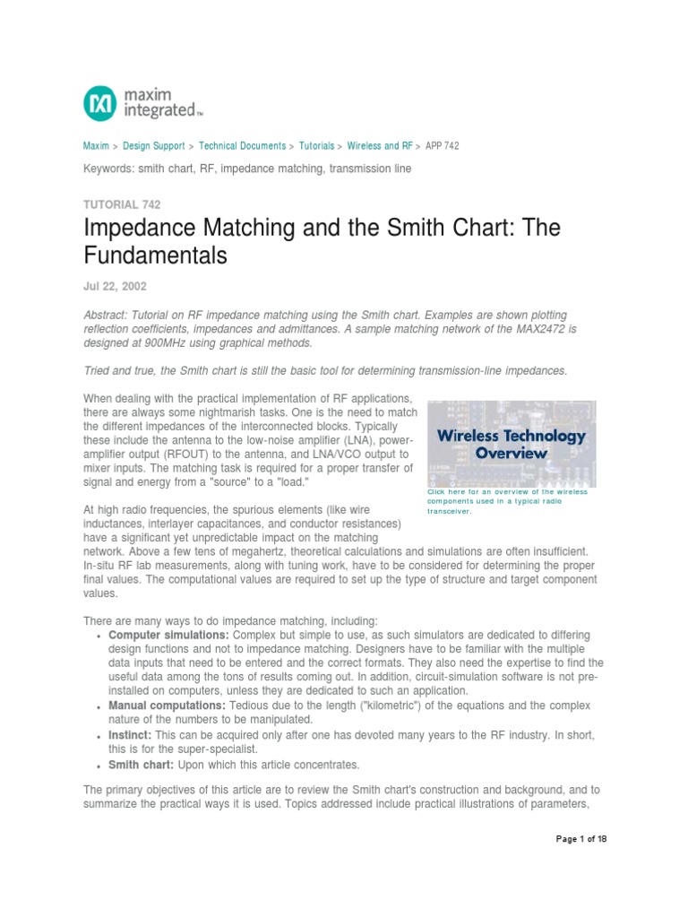 Impedance Matching Smith Chart Fundamentals | PDF | Electrical ...