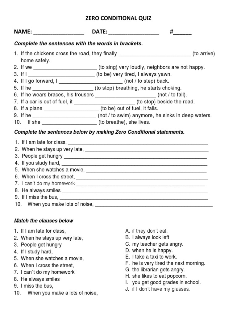 Zero Conditional Quiz | PDF | Nature