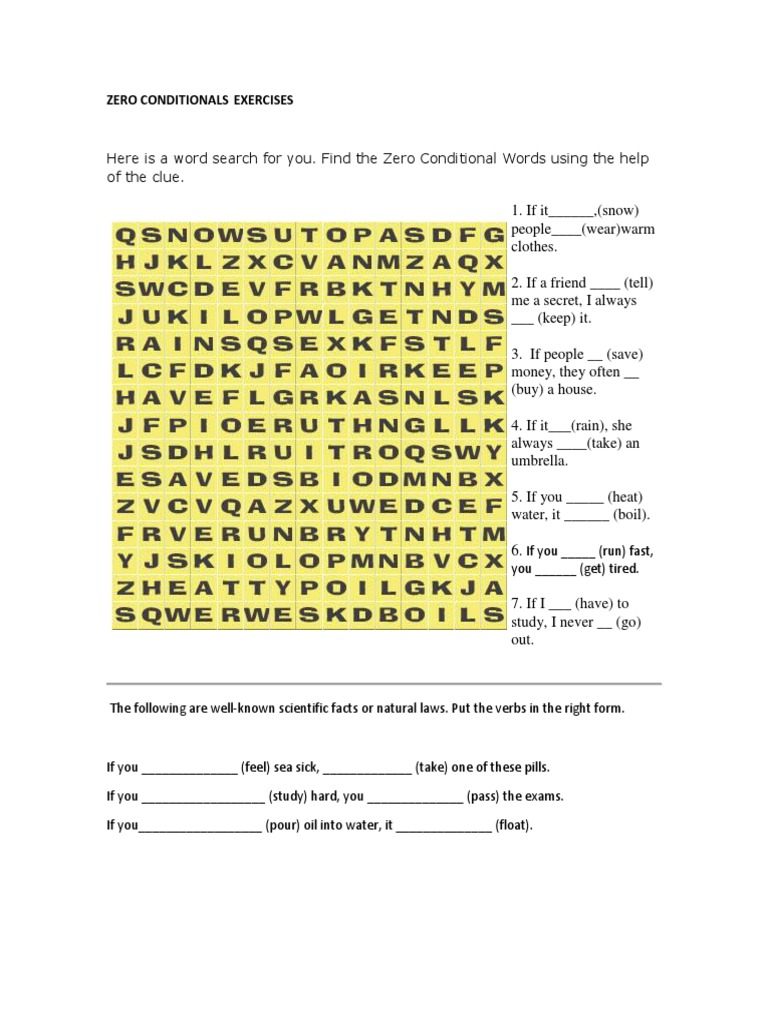 Zero Conditionals Exercises #2 | PDF