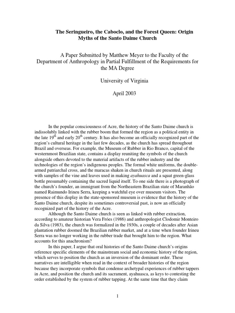 Origin Myths of the Santo Daime Church: Narratives of Revelation ...