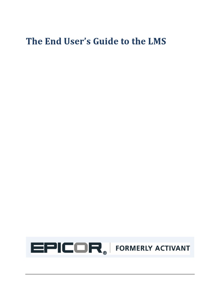 End User Guide for Epicor LMS | PDF | Websites | Educational Technology