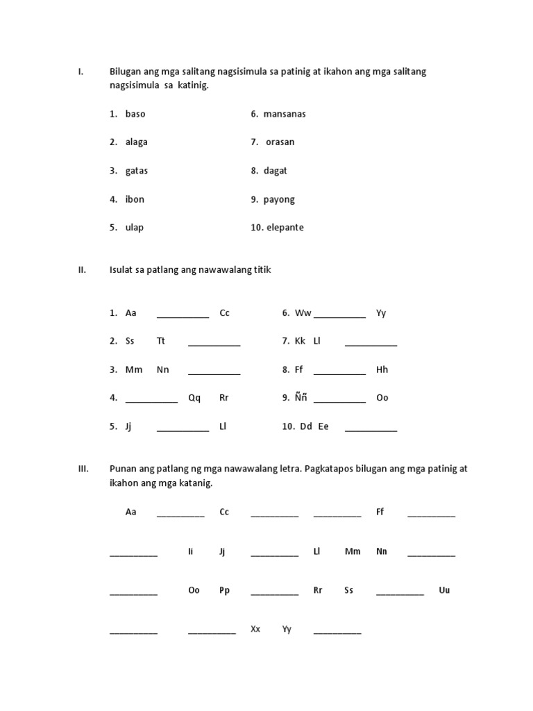 Grade 1 Filipino Reviewer | PDF