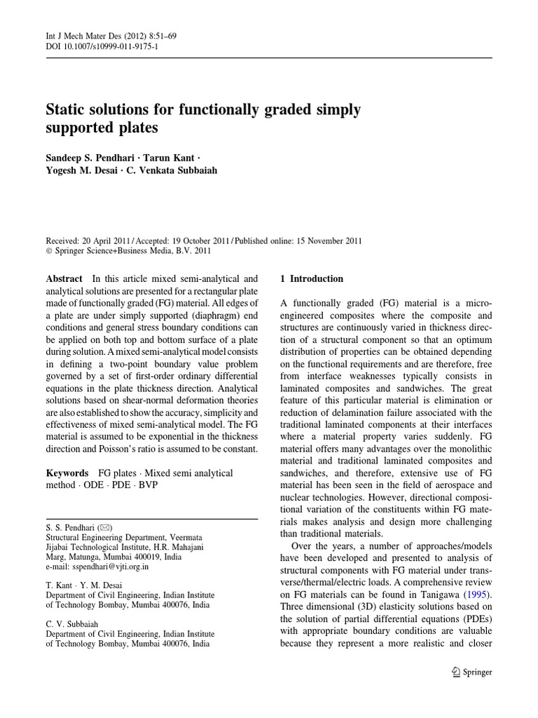Functional Graded Plates | PDF | Bending | Buckling