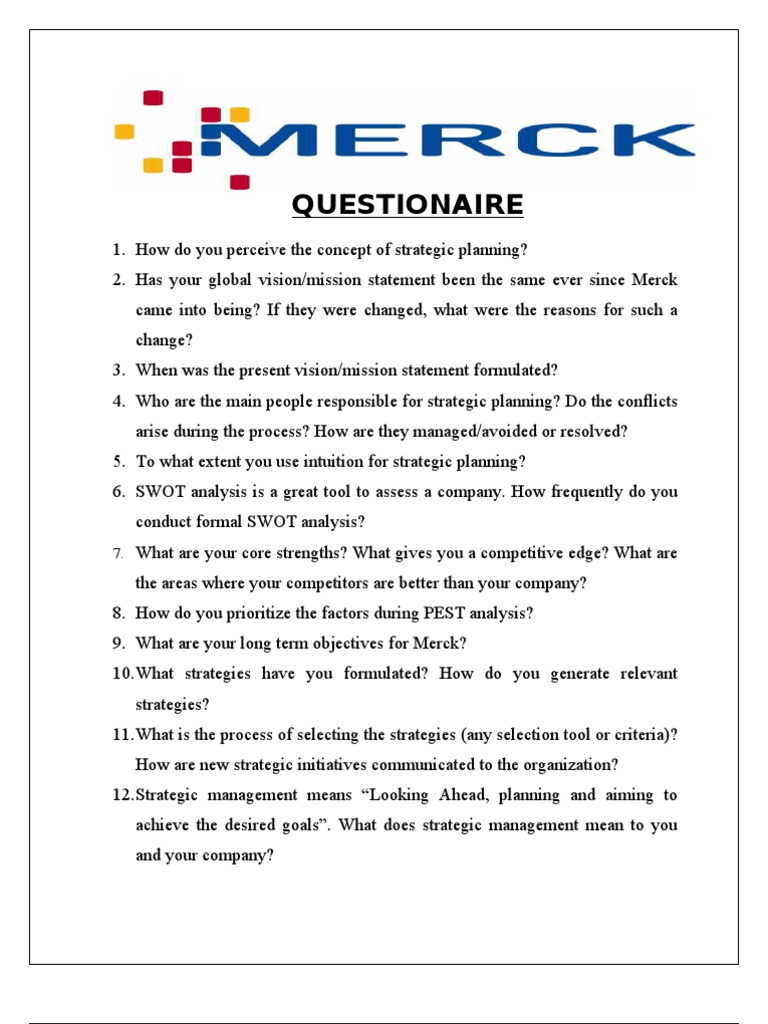 strategic report questionnaire | Strategic Planning | Strategic Management