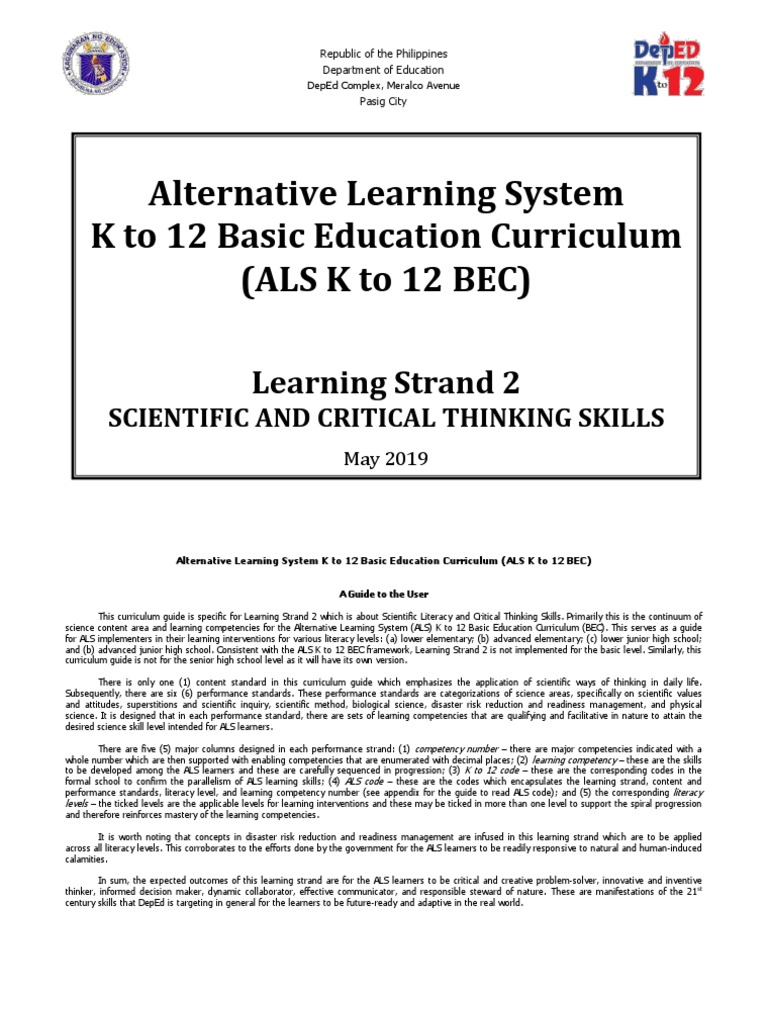 ALS Learning Strand 2: Science Skills Guide | PDF | Critical Thinking ...