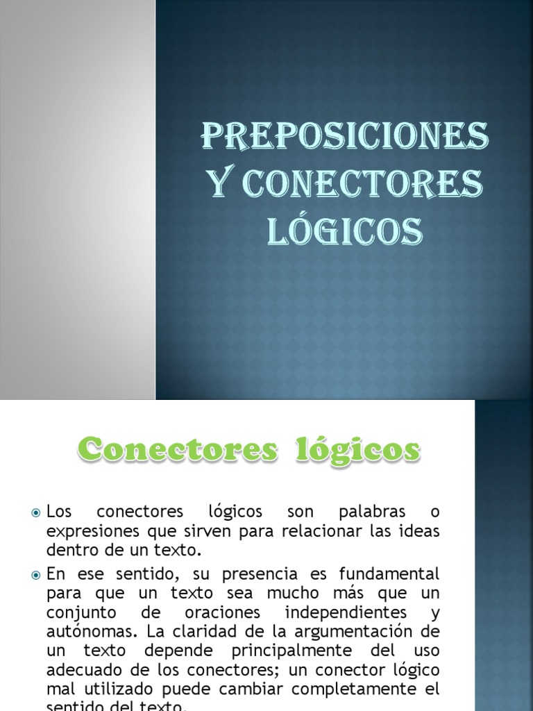 Conectores y Preposiciones Lógicas | PDF | Información | Oración ...