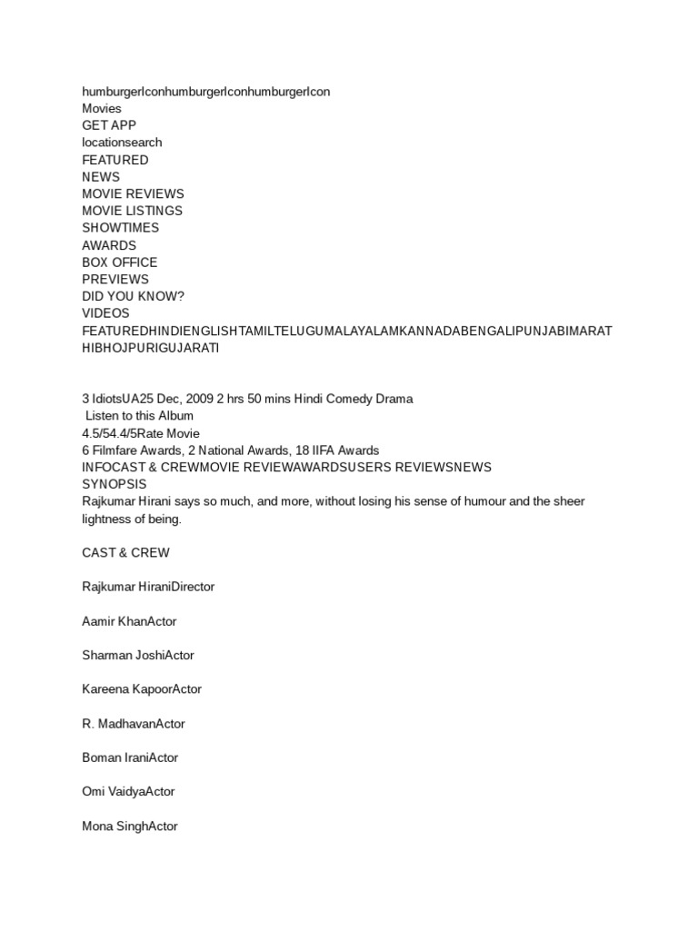 3 Idiots Script Overview | PDF | Games & Activities