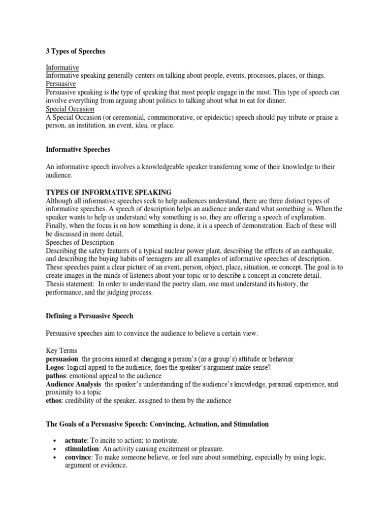 3 Types of Speeches Print | PDF | Persuasion | Cognitive Science