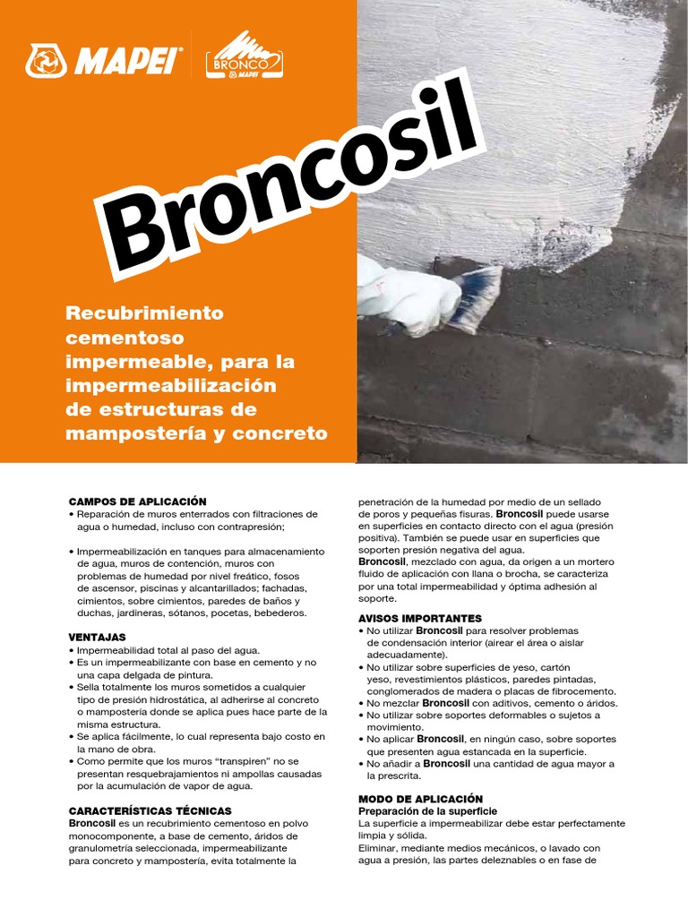 Tds Broncosil | PDF | Hormigón | Ingeniería de Edificación