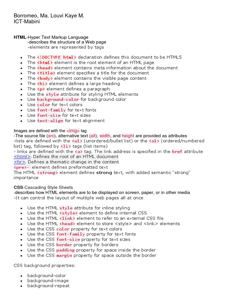 Programming Reviewer Pdf Html Element Html