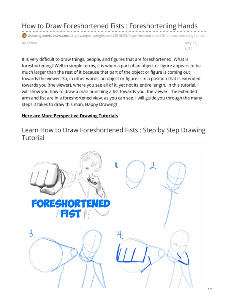 How To Draw Foreshortened Fists Foreshortening Hands | PDF ...