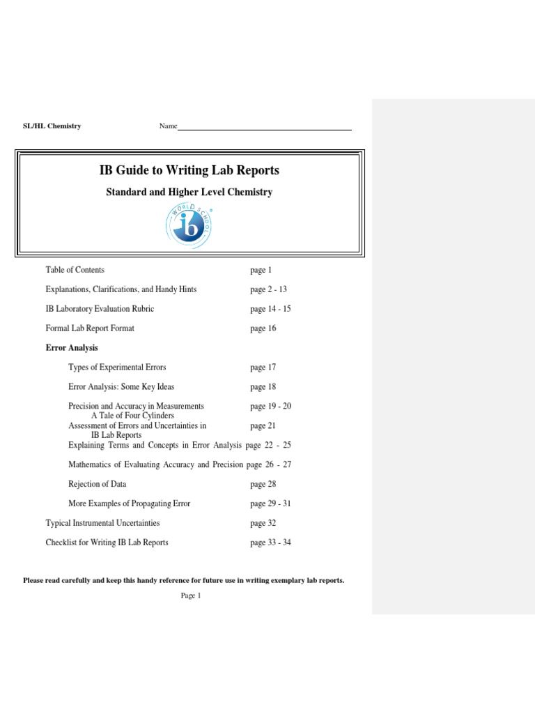 Chem Lab Report Format | PDF | Experiment | Uncertainty