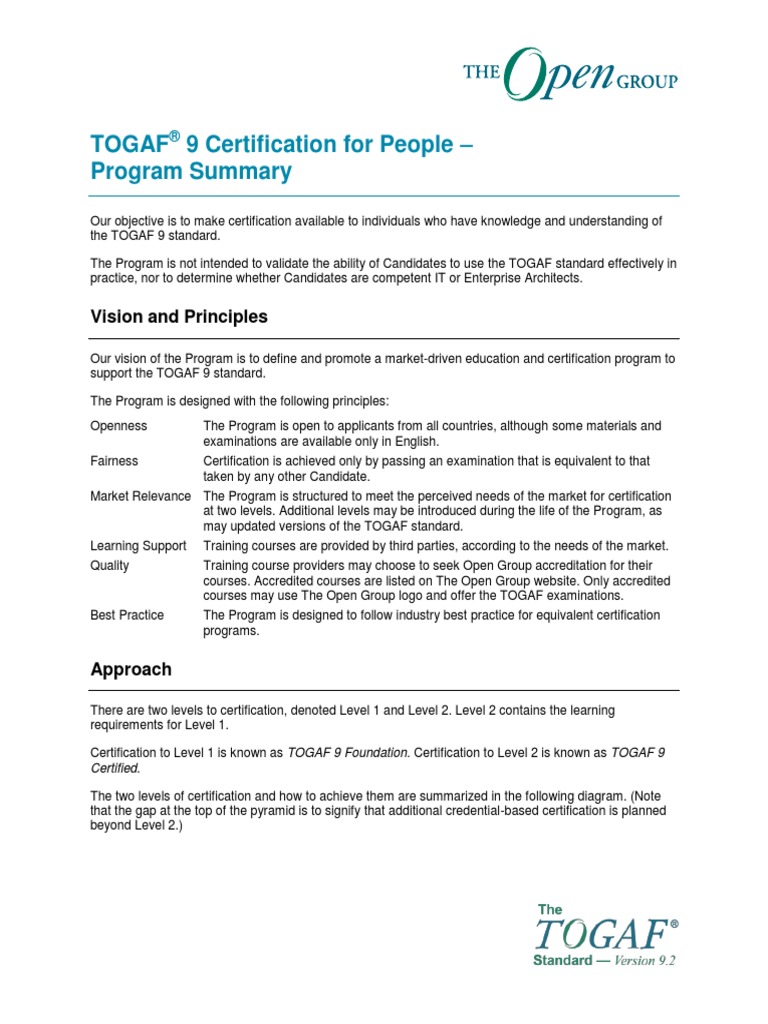 Togaf 9 Certification For People - Program Summary: Vision and ...