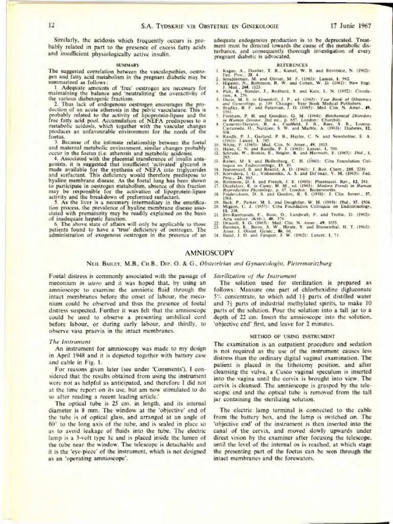 Amnioscopy: Tydskrif Vir Obstetrie Ginekologie | PDF | Vagina | Childbirth