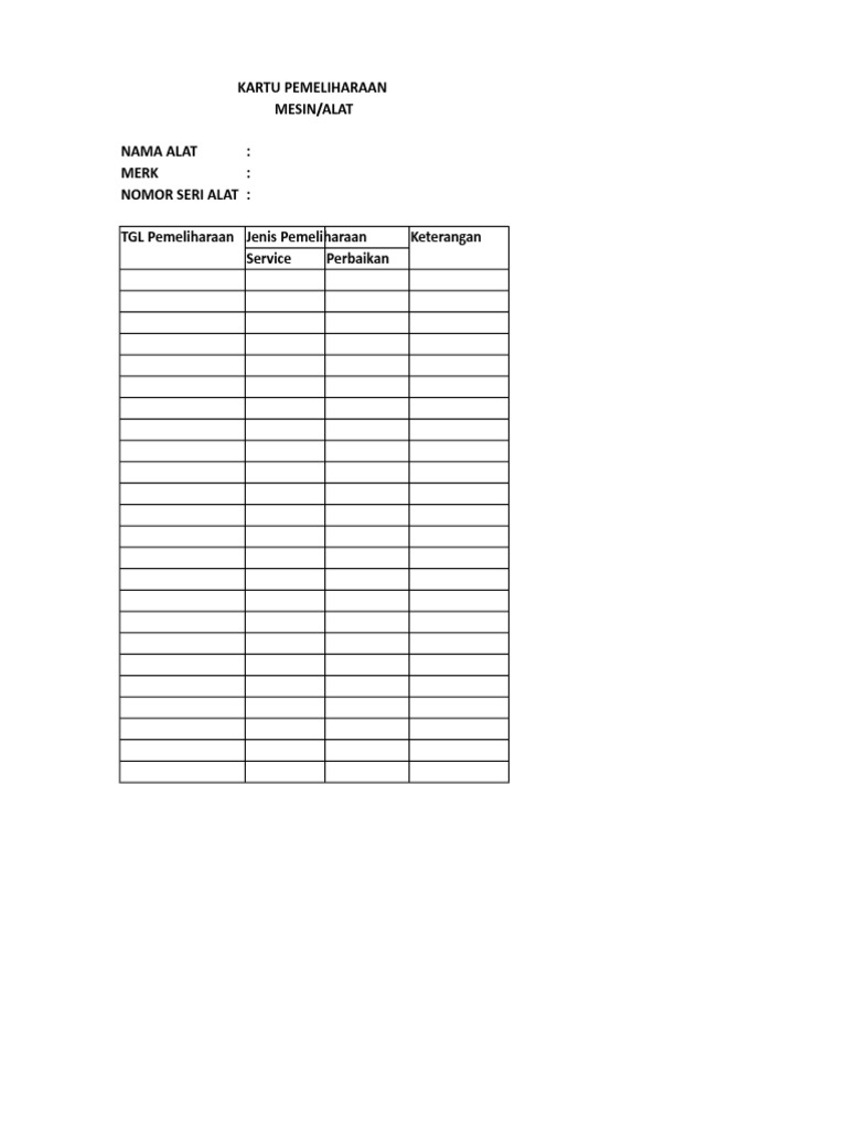 Form Pemeliharaan Alat Radiologi | PDF