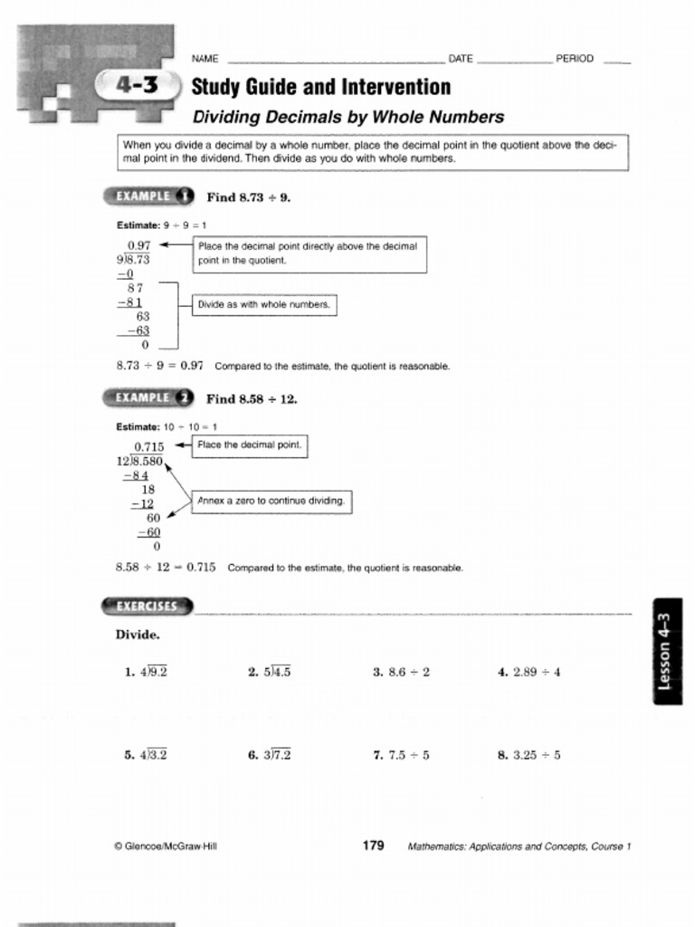 4.4 NOTES - Decimal Operations - Divding With Word Problems PDF | PDF