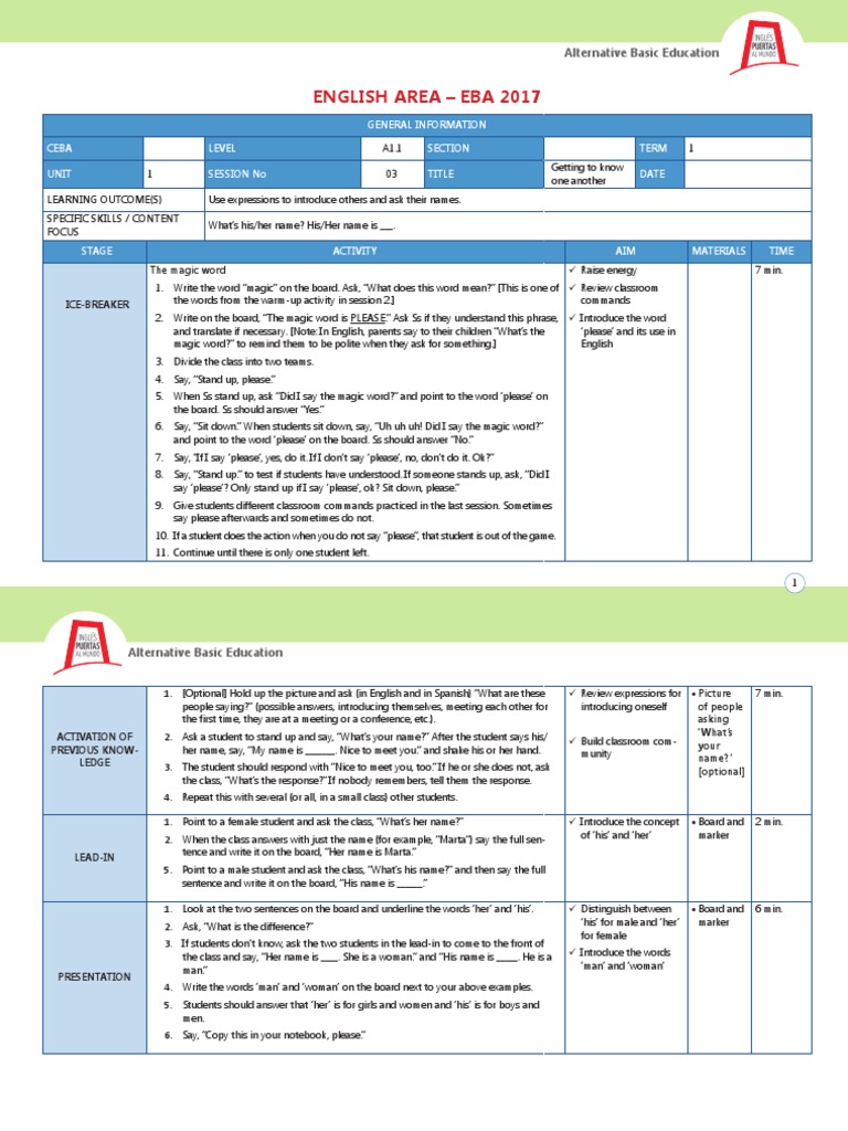 English Area - Eba 2017: General Information Ceba Level Section Term ...