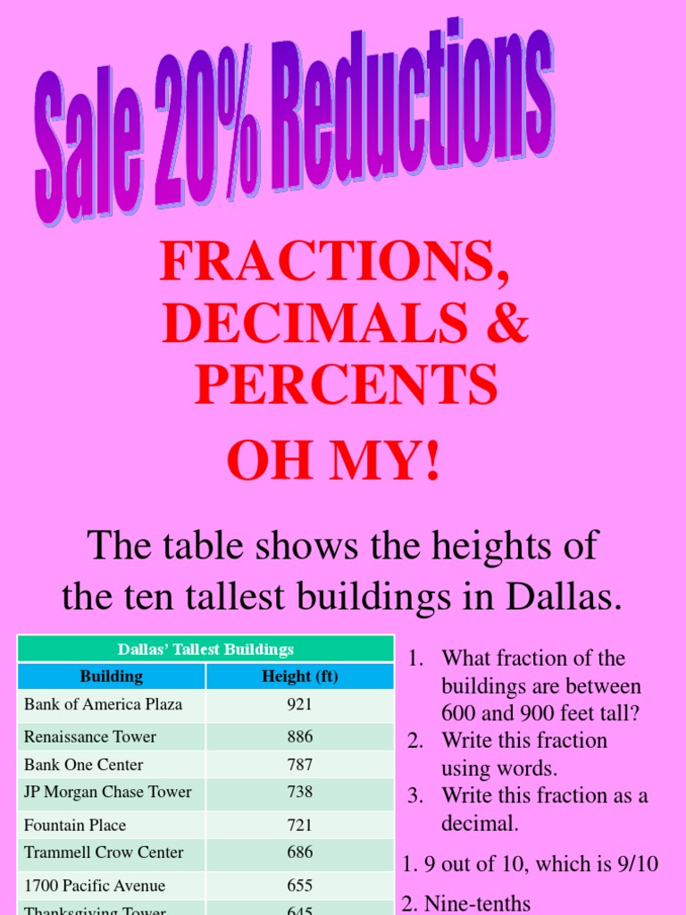 Fractions and Ratio, Percent | PDF | Fraction (Mathematics) | Arithmetic