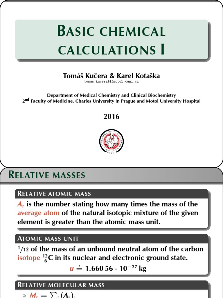 Chemistry Calculations | PDF | Mole (Unit) | Concentration